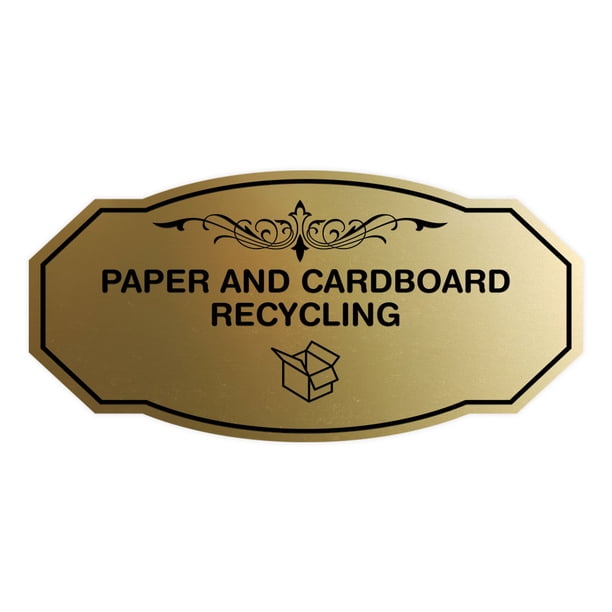 Signs ByLITA Victorian Paper and Cardboard Recycling Sign (Brushed Gold ...