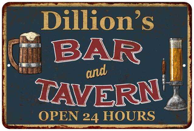 Dillion's Green Bar & Tavern Rustic Sign 8 x 12 Matte Finish Metal ...