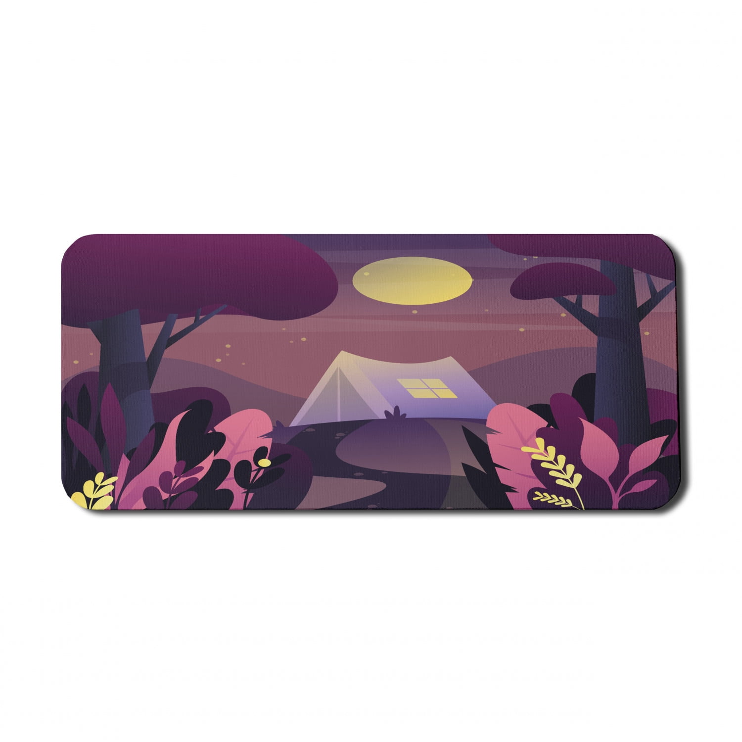 Travel Computer Mouse Pad, Abstract Wildlife Camping in Dreamy Woods ...