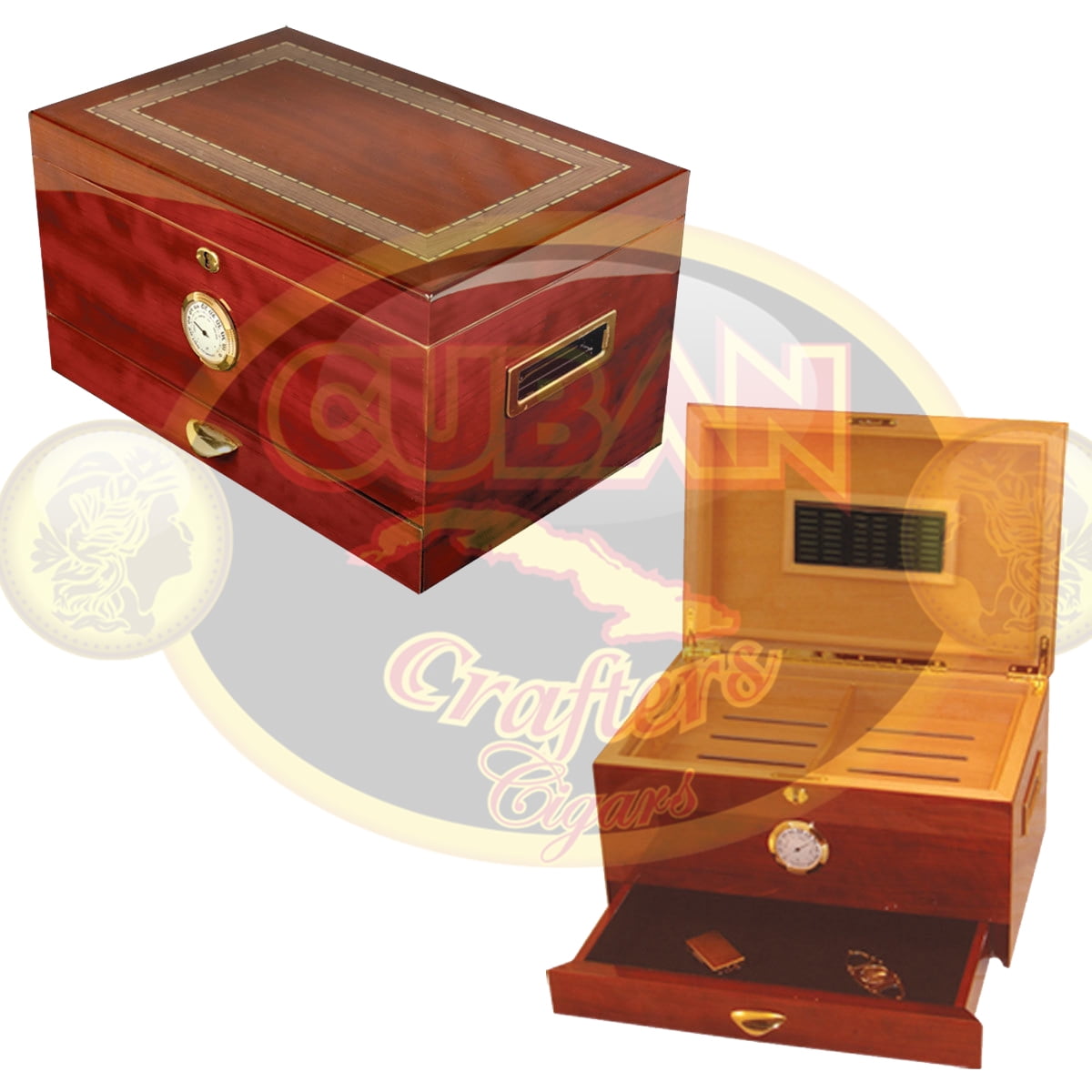 Glass Top Cigar Humidors Cuban Crafters Bravo Humidor for 120 count ...