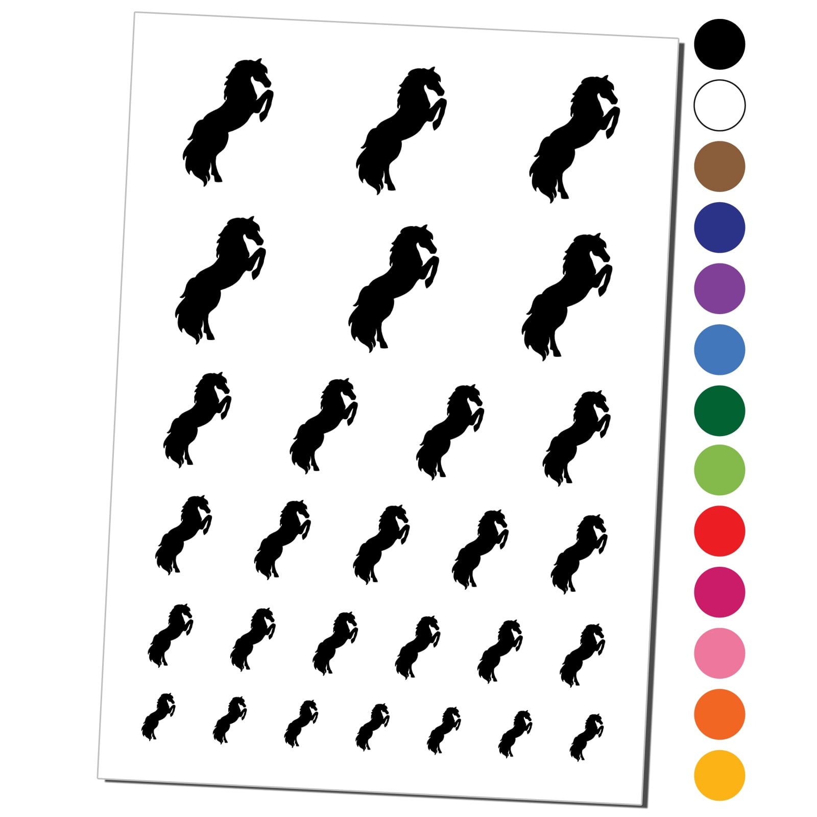 Horse Rearing on Hind Legs Solid Water Resistant Temporary Tattoo Set ...