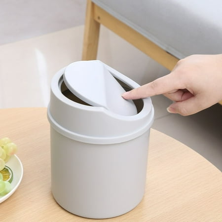 Mini plastic desk trash can with hinged lid Gray CARBONLIKE | Walmart ...