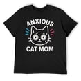 Anxious Cat Mom Men's HD Print Classic Short Sleeve T-Shirts Black 3X ...