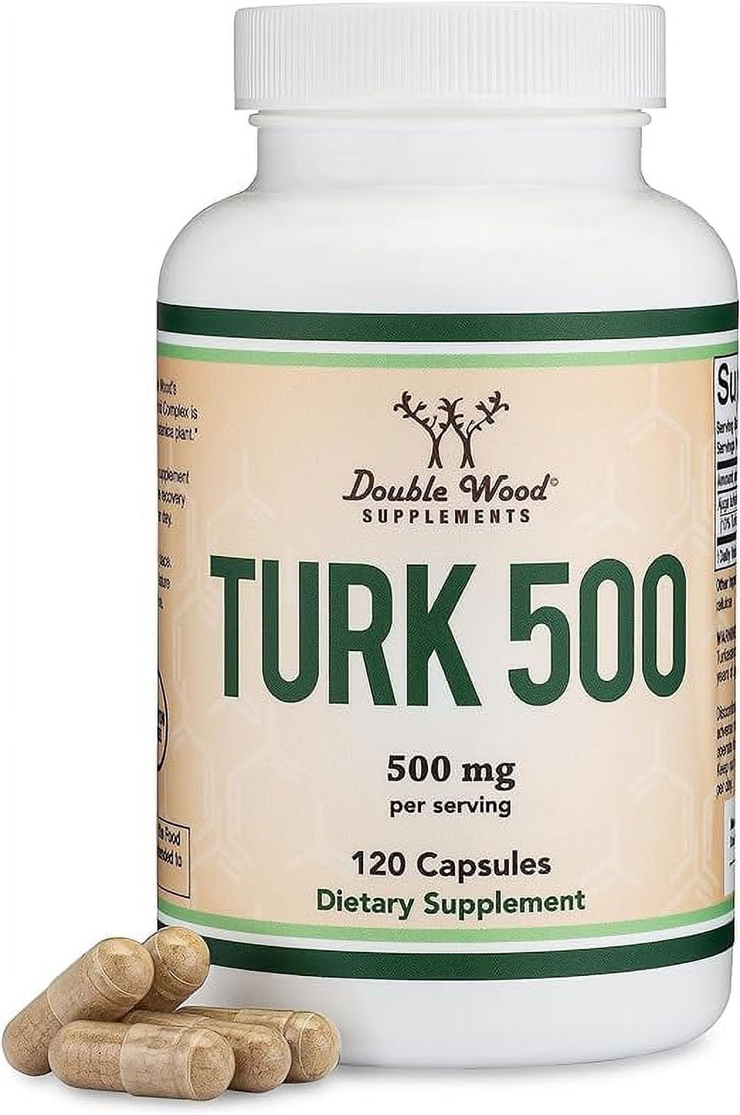 Double Wood Turk 500 | 500 Mg Per Serving | 60 Servings | 120 Capsules ...