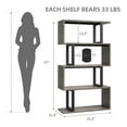 Dextrus 5-Tier S-Shaped Bookshelf, Geometric Bookcase Wooden Z-Shelf ...