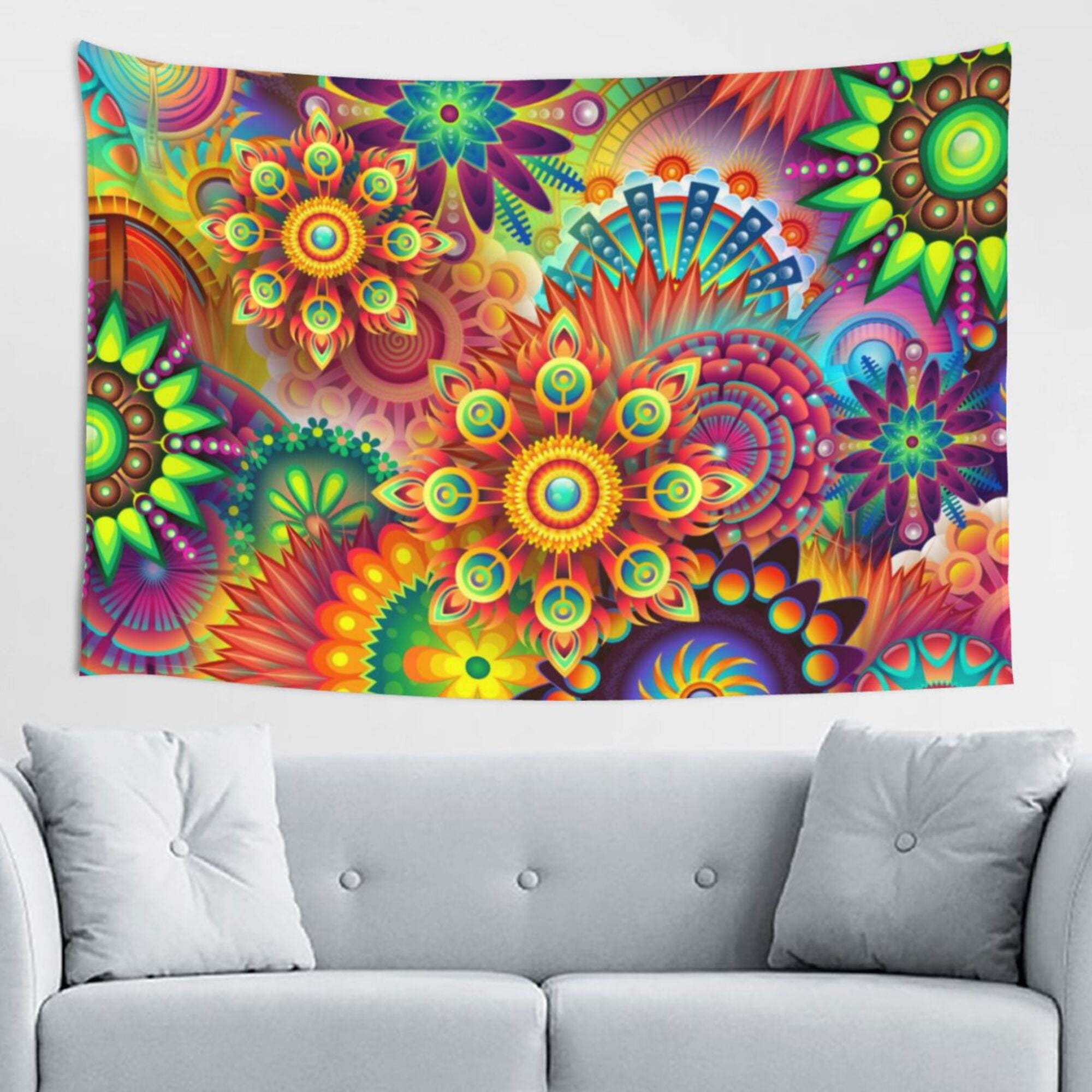 Mandalas Colorful Ornamental Tapestry, Abstract Geometric Wall Hanging ...
