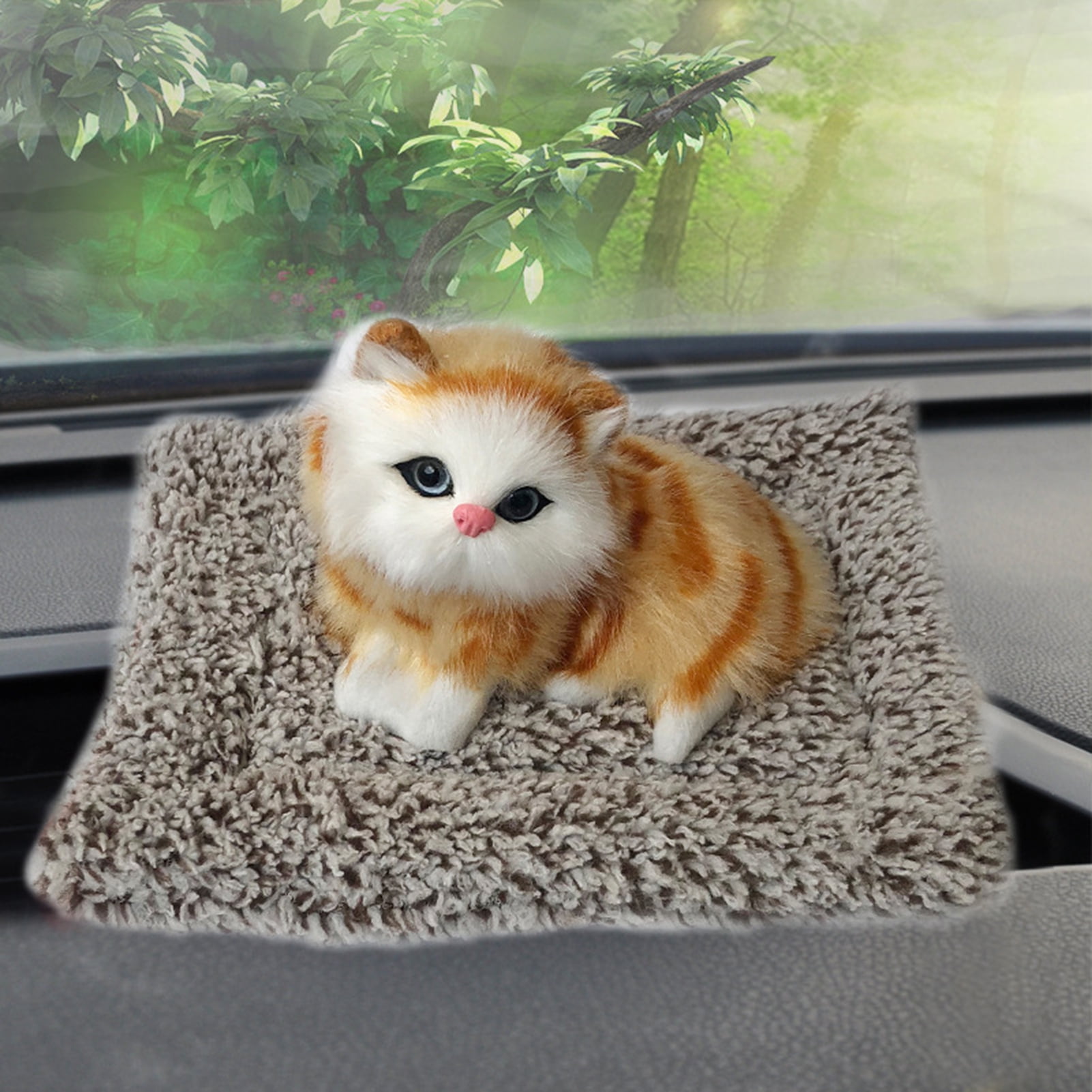 Skindy Plush Simulation Cat Stuffed Toy Home Car Decor Embedded Bamboo ...