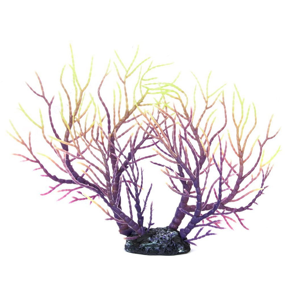 EeaseMX Adorno de coral artificial para acuario (morado y amarillo ...