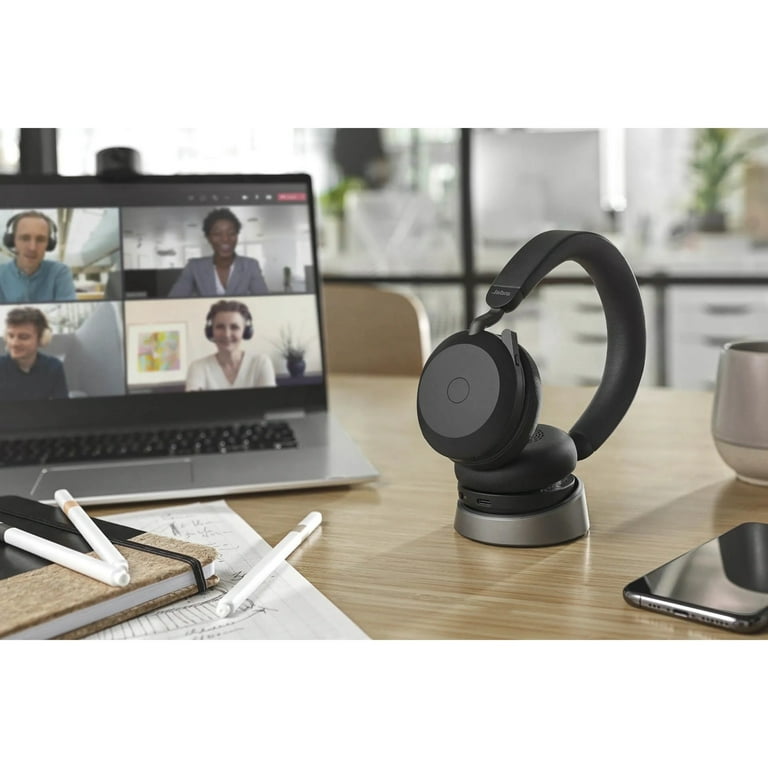 Jabra Evolve2 75 Wireless Bluetooth Headset, Black, with Jabra Evolve2 75 Wireless Bluetooth Headset, Black, with