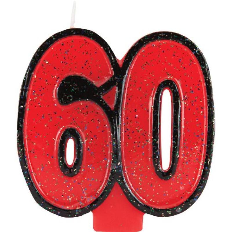 60th Birthday Wax Glitter Candle - Walmart.com