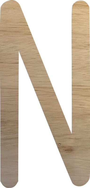 Wooden Alphabet Letter N, Unfinished Wood 10'' Cursive Letter ...