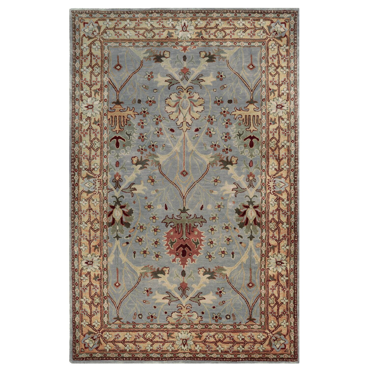 Linon Rosedown Collection Area Rug-Color:Ice Blue/Beige,Size:1.83' x 2. ...