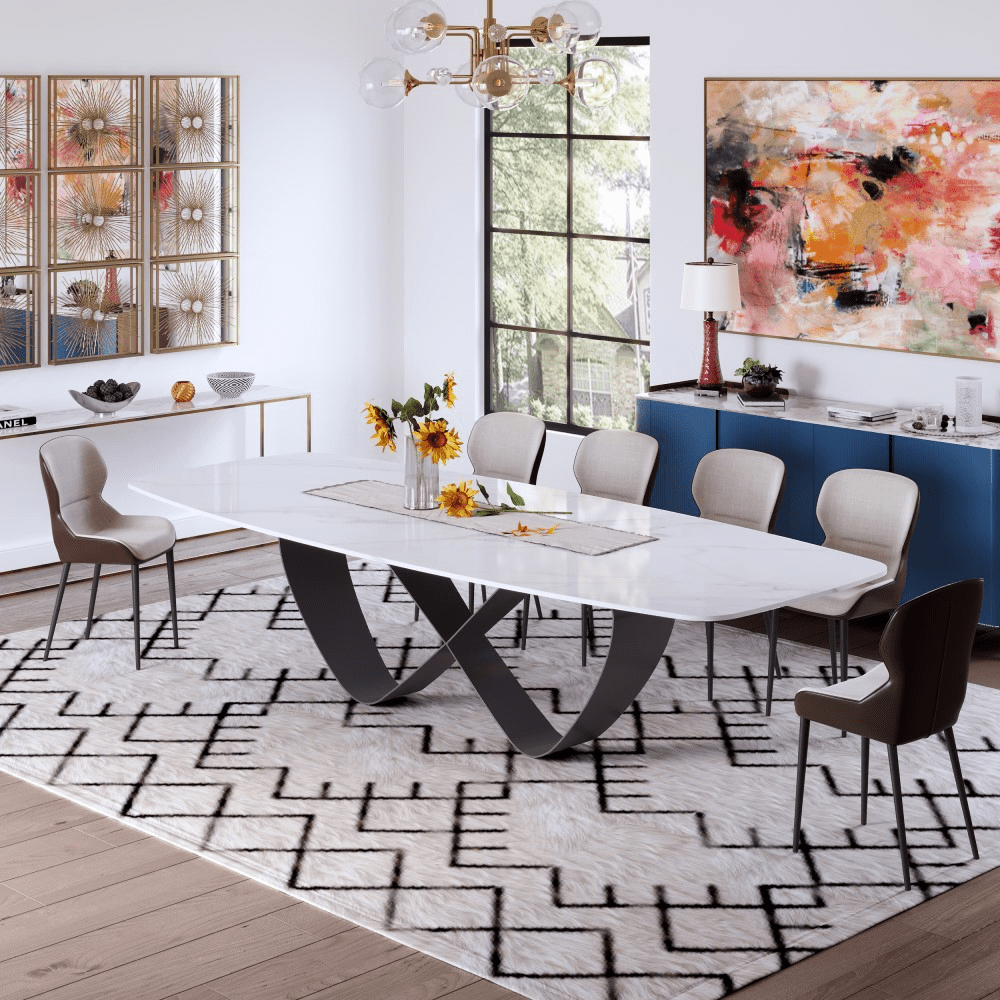 95" Dining Table for 10 People, Long Kitchen Table with Sintered Stone ...