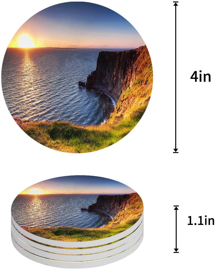 FMSHPON Morning cliffs Set of 6 Round Coaster for Drinks, Absorbent ...