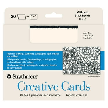 Strathmore Creative Cards, Full Size, Fluorescent White with Deckle, 20 ...