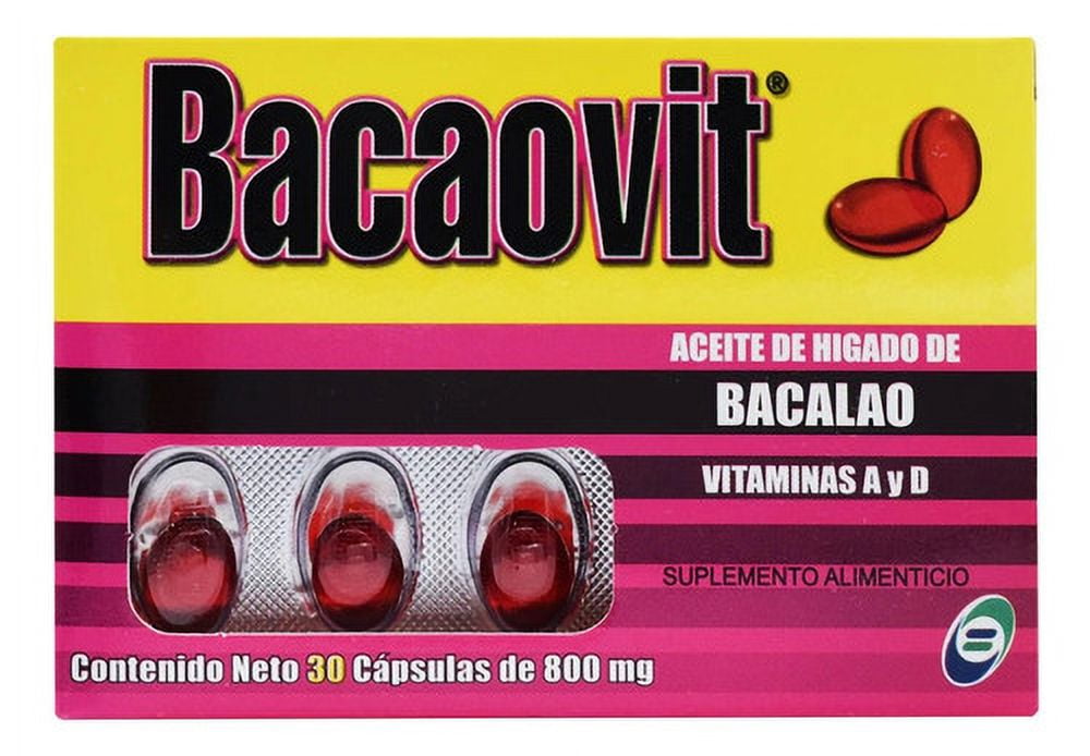 Bacaovit 30 Cap BQM suplemento Alimenticio Aceite higado de Bacalao ...