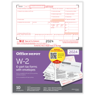 TOPS Carbonless Standard W-2 Tax Forms 4 Part - 5 1/2" x 8 1/2" Sheet ...
