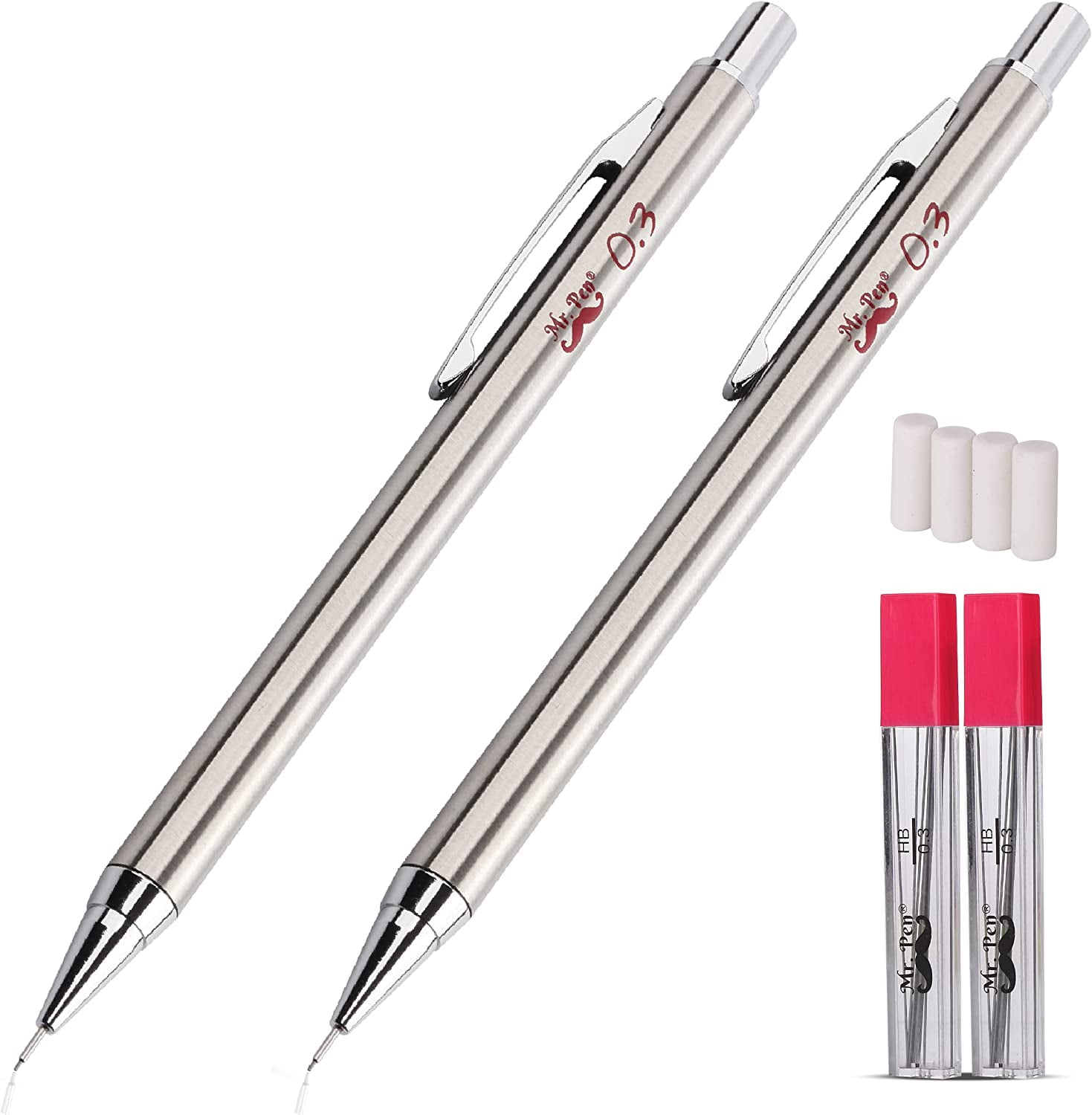 Mr. Pen- Mechanical Pencils 0.3, Pack of 2, Metal Mechanical Pencil ...