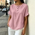 ATOYSOY Ladies Round Split Neck Half Placket Tops Ruffled Short Sleeve ...