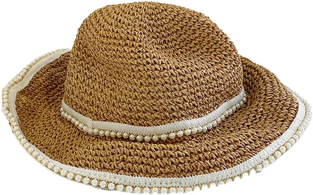 Cocopeaunts Straw Hat For Women Wide Brim Summer Handmade Woven Sun