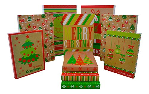 Christmas Gift Boxes - 10 Pack Kraft - High Quality Assortment Kraft ...