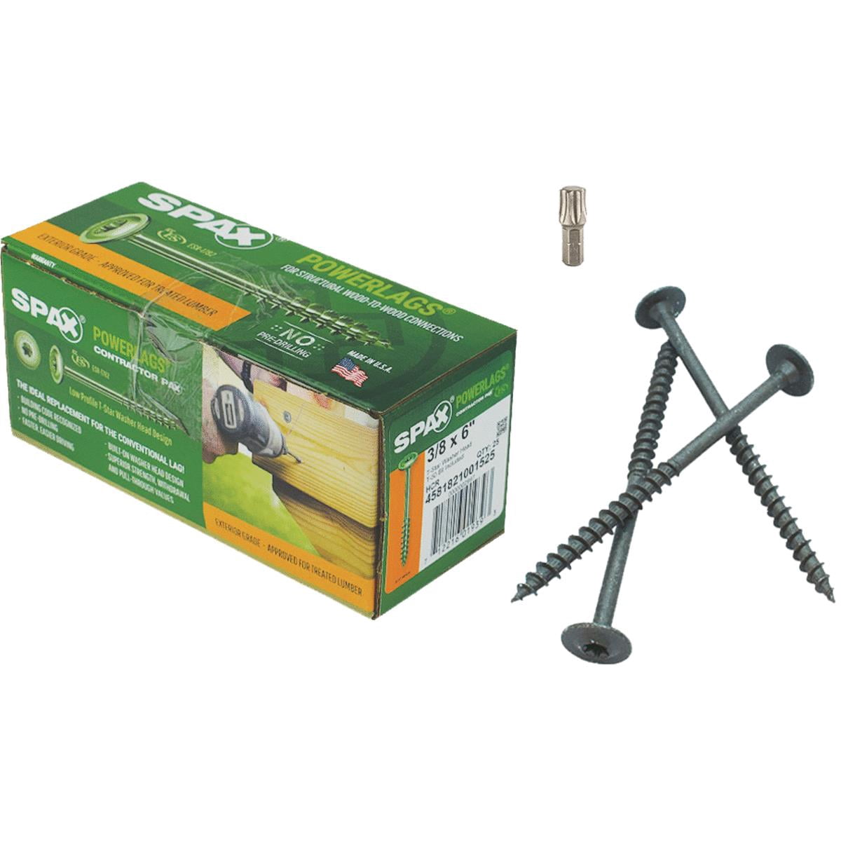 Spax PowerLags 3/8 In. x 6 In. Washer Head Exterior Structure Screw (25 ...