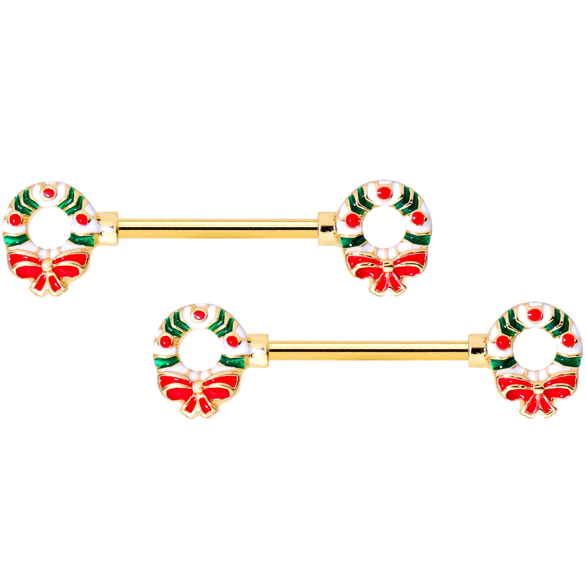 Body Candy 14G Womens Nipplerings Piercing PVD Steel 2Pc Red Green ...