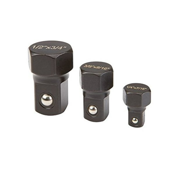 3 PC Square Drive Socket Caps, Hex 7/16", 9/16" & 3/4" with 1/4", 3/8 ...