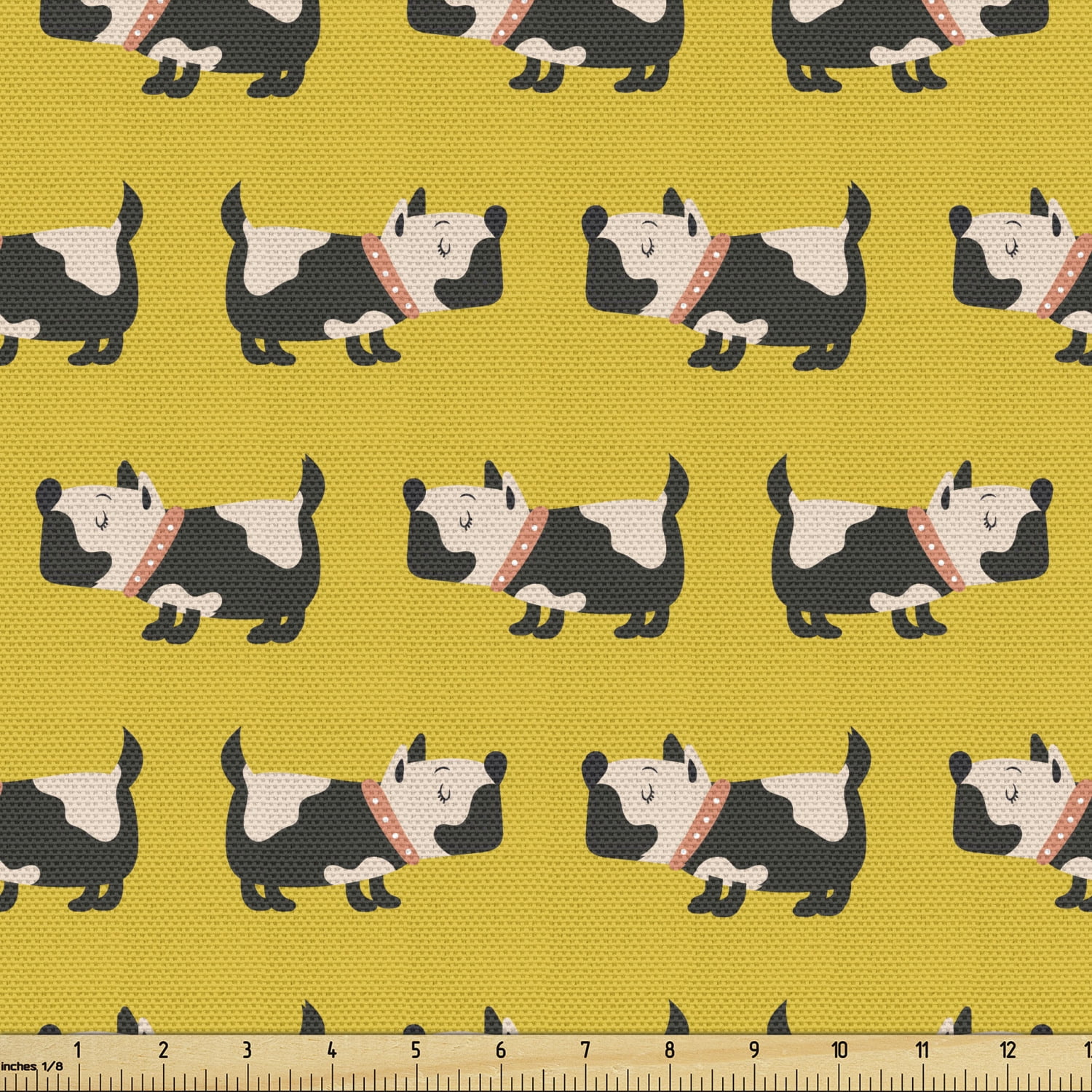 Cartoon Fabric by the Yard, Small Sniffing Dogs Pattern Style Design ...