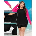 TIYOMI Women's Plus Size Long Sleeve Swimsuits 3X 2 Piece Black Pink ...