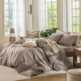Bedding Duvet Cover Set 100% Washed Cotton Linen Like Textured ...