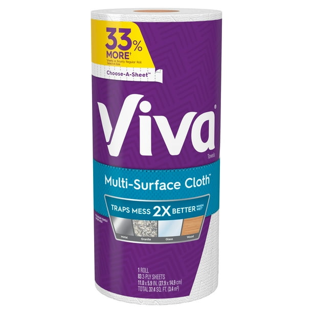 Viva Multi-Surface Cloth Paper Towels, Choose-A-Sheet - 1 Big Roll (83 ...