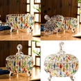 Colorful Candy Jar,Decorative Candy Glass Crystal Candies Bowl with Lid ...