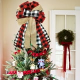 Christmas Tree Topper Bow, Red Buffalo Plaid Tree Toppers Christmas ...