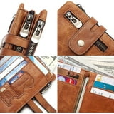 DEFNES Men Genuine Leather RFID Anti-scanning Anti-Theft Zipper Wallet ...