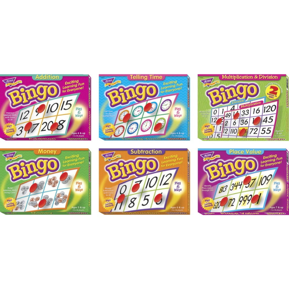 Trend Enterprises 1322096 Game Bingo Pack Elementary Math Set Of 6 ...