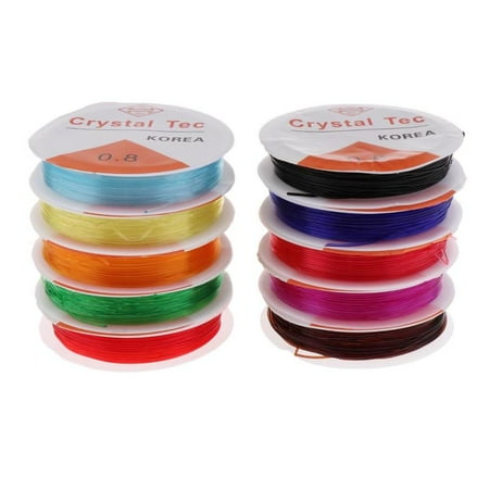 10 Rolls 8mm Thick Elastic Stretch Beading Cord Transparent Thread Wire ...