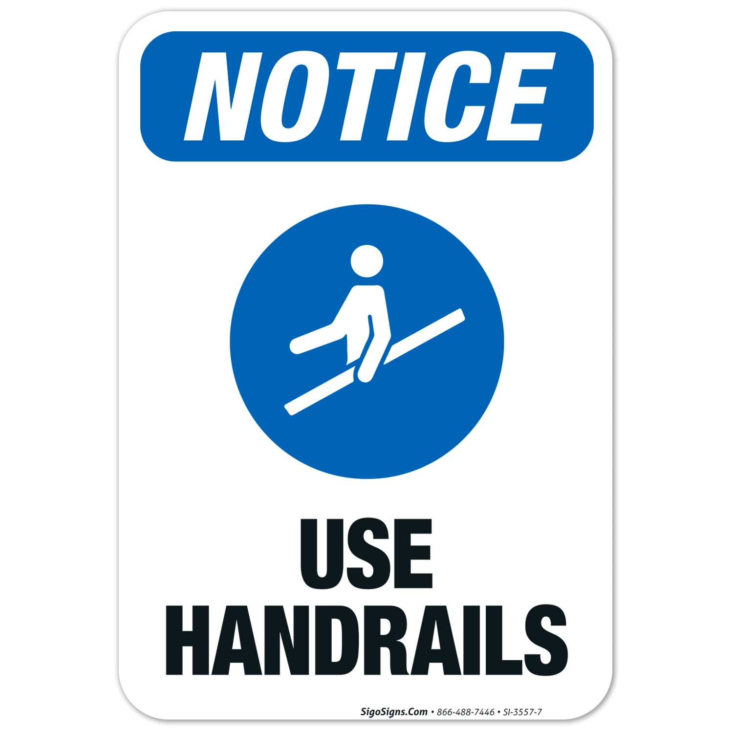 Use Handrails Sign, ANSI Notice Sign, - Walmart.com