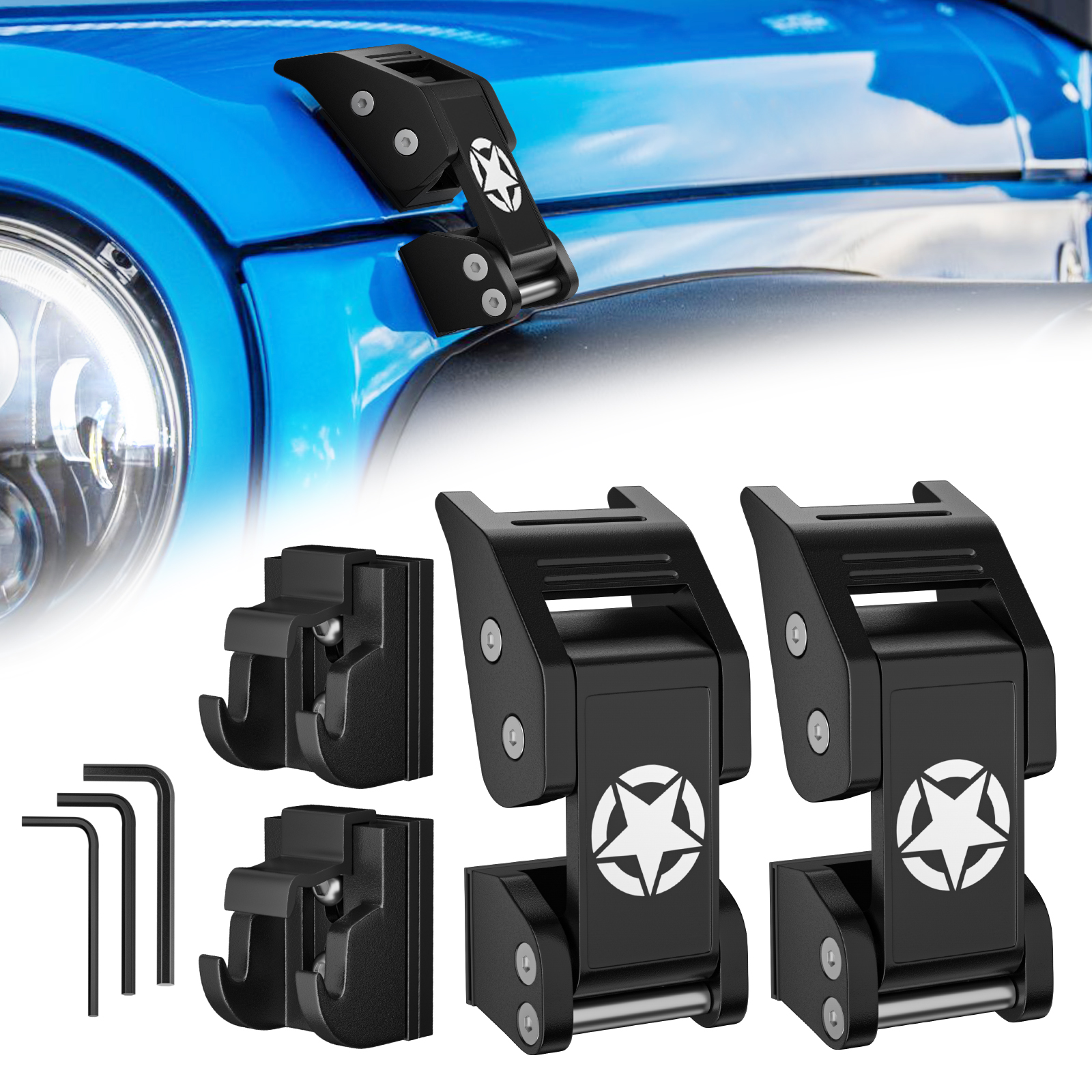 Buy Lieonvis Hood Latches for Jeep Wrangler JK JKU 2007-2018 & Jeep ...