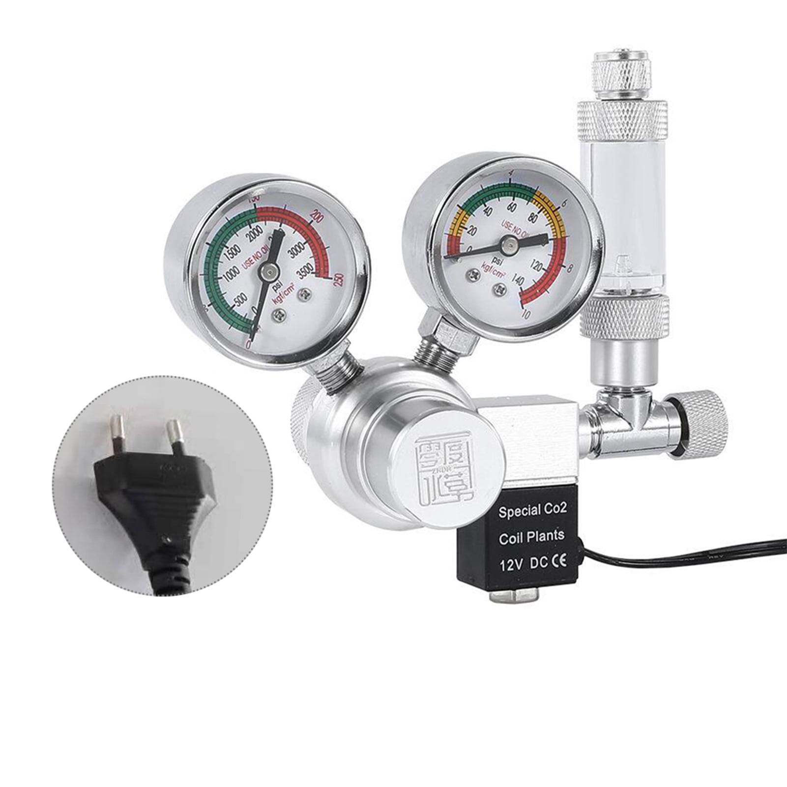 Bubble Acuario Regulador de CO2 CO2 Presión de Cilindro Regulador Con Válvula Solenoide y ...