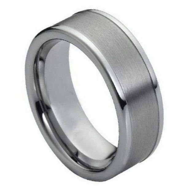 TK Rings 021TR-8mmx11.0 8 mm Brushed with Polished Shiny Raised Edge ...