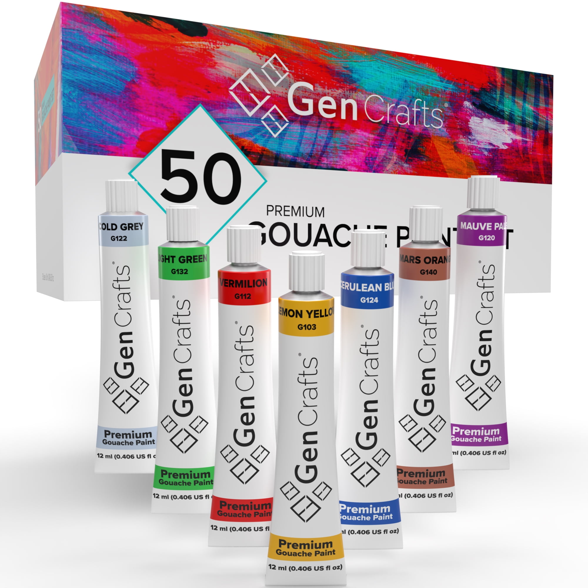 GenCrafts Gouache Paint Tubes Set of 50 - Walmart.com