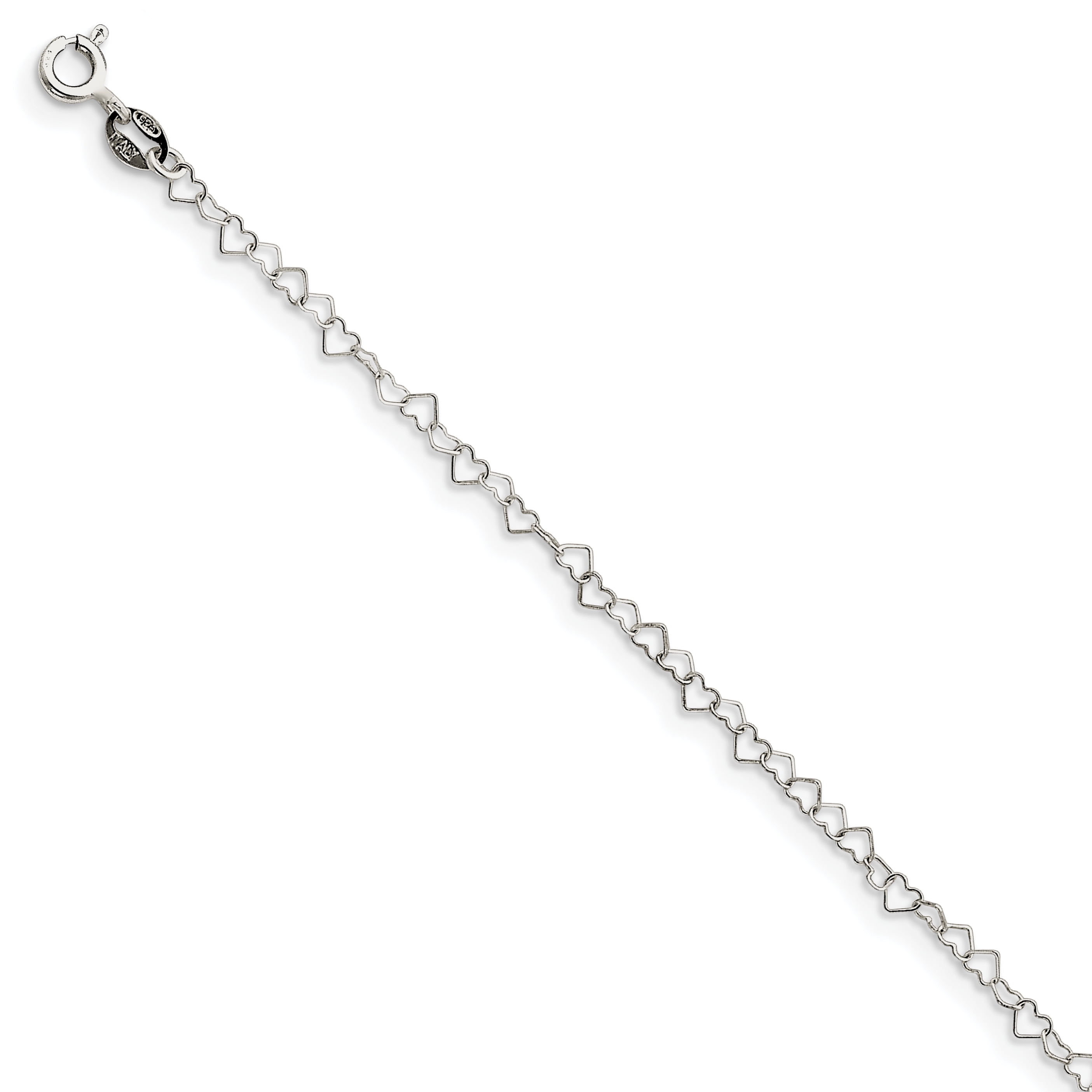 Primal Silver Sterling Silver 3.5mm Fancy Heart Link Bracelet - Walmart.com