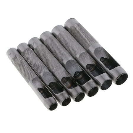 Heavy-Duty 6-Piece Round Steel Hollow Punch Set for Leathercraft ...