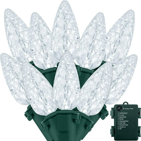 C6 Christmas Bulbs String Lights Battery Operated String Lights with ...