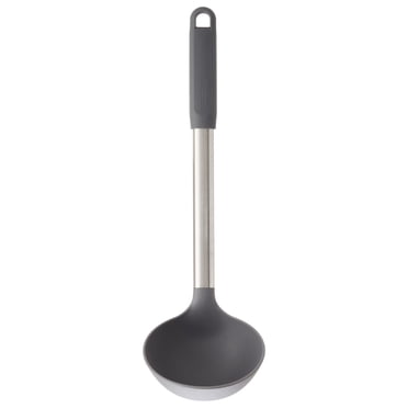 Thyme and Table Silicone 13" Beechwood Handle Black Kitchen Ladle ...