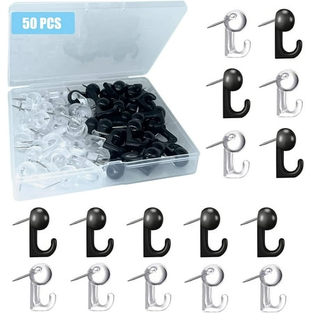 50 PCS Push Pin Hooks, Plastic Heads Cork Board Hooks Decorative Thumb ...