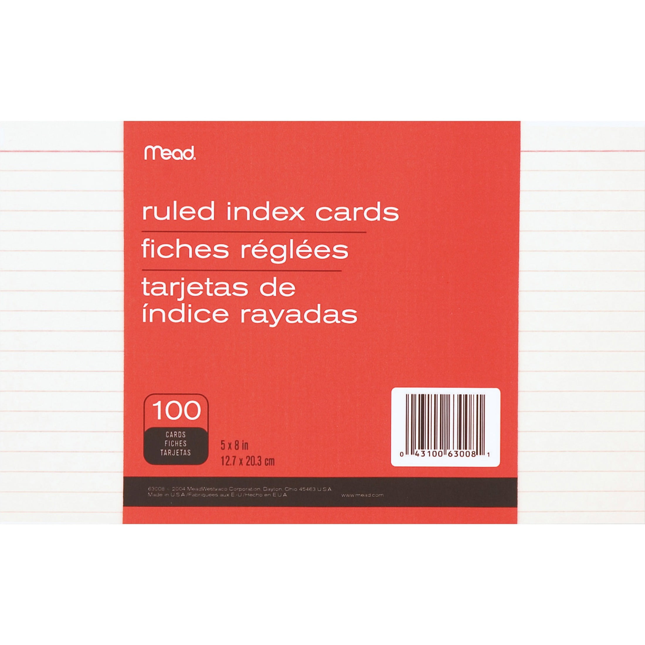 Mead, MEA63008, 90 lb Stock Index Cards, 100 / Pack - Walmart.com
