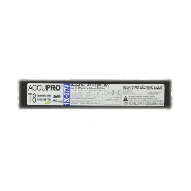 Accupro AP-432IP-UNV Instant Electronic Ballast, 4-Lamp, F32T8, 32W T8 ...