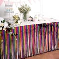 BalsaCircle 29" x 9 feet Rainbow Metallic Foil Fringe Table Skirt ...